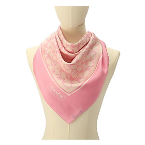 Coach Womens Vintage Signature Printed Silk Square Scarf, Soft Pink