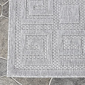 SUPERIOR Large Indoor Outdoor Area Rug, Perfect for Patio, Bedroom, Kitchen, Living Room, Entryway, Playroom, Nursery, Carpet Cover, Greek Key Infinity Border, Nila Collection, 5' 2" x 7' 2", Grey