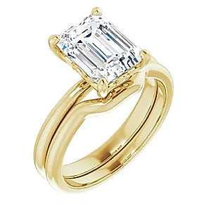 2 CT Emerald Cut VVS1 Colorless Moissanite Wedding Ring Set for Women Bridal Ring Set Handmade Solitaire Moissanite Engagement Gifts Anniversary Promise for Her 925 Sterling Silver