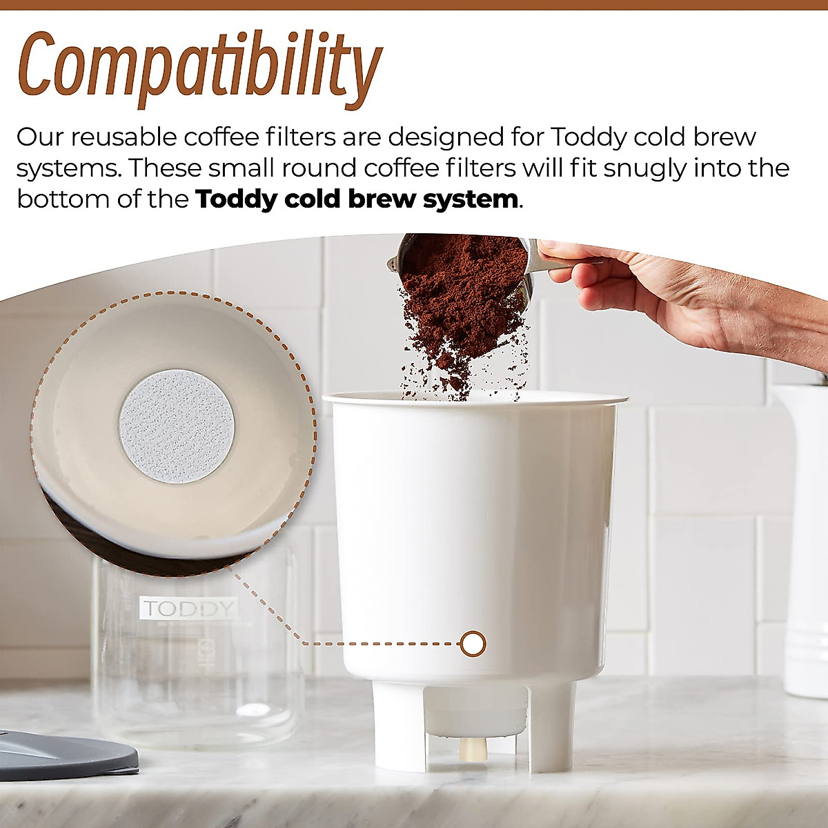 20Pcs Reusable Cold Brew Coffee Filters & Stoppers Replacement Compatible with Toddy Cold Brew System (Include 8Pcs Coffee Filters & 12Pcs Rubber Stoppers)