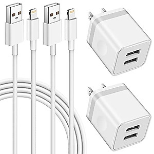 iPhone Charger [MFi Certified], LUOSIKE 2 X 10FT iPhone Charger Cord Long Charging Cable + 2-Pack Dual USB Wall Charger Block Cube Adapter Plug for iPhone 13 12 Pro Max 11 XS XR X 8 7 6 Plus SE, iPad