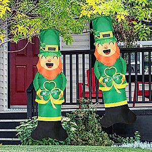 2PCS St. Patrick's Day Windsocks Decorations, Leprechaun Shamrock Outdoor Hanging Wind Sock for Tree Lawn Garden Yard Decor, Irish Lucky Clover Windsock Flags for St. Patrick's Day Outdoor Decorations
