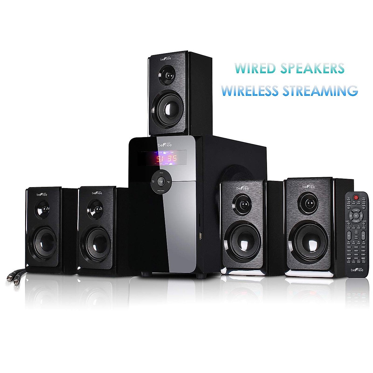 beFree Sound 5.1 Channel Bluetooth Surround Sound Speaker System in Black