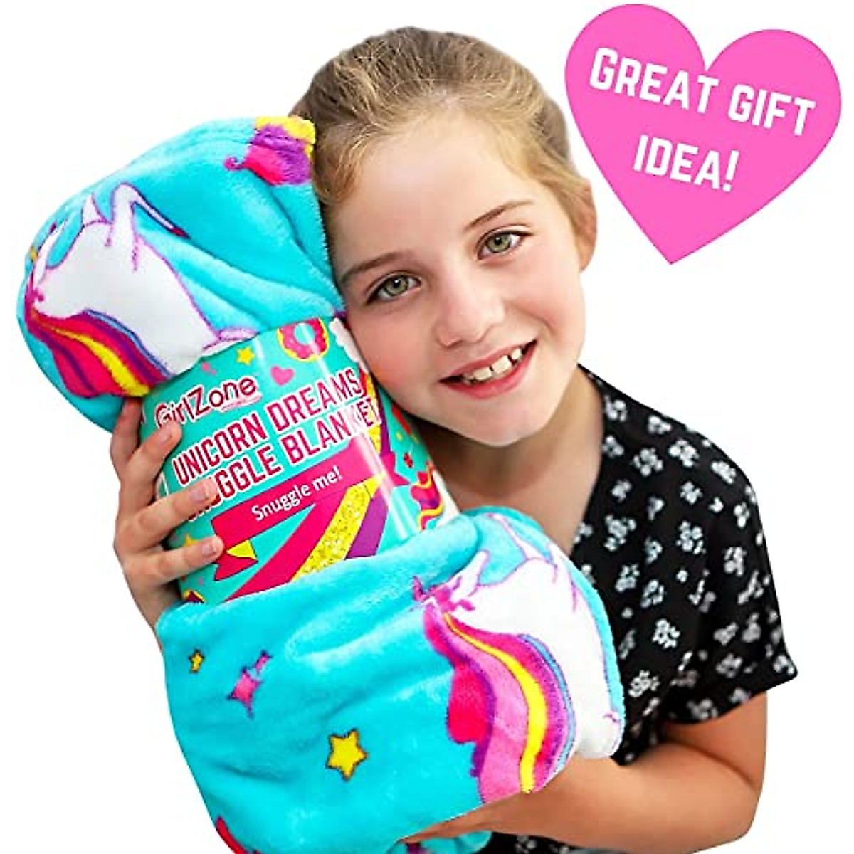 GirlZone Unicorn Fleece Blankets for Girls, Large Fluffy Blankets for Teen Girls with Cute Unicorn and Mermaid Designs, Great Unicorn Gift Ideas for Girls