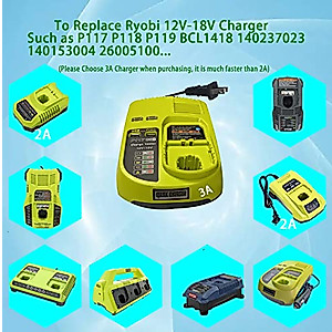 Anopiw Replace ryobi 18v Battery Charger P117 P118 P119 Dual Chemistry to Charge Ryobi Battery Lithium ion & Ni-cad Ni-Mh 12V 14.4V 18V Such as P100 P102 P102 P105 P107 P108…