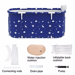 HotMax Portable Bathtub Kit, Foldable Soaking Bathtub for Adults, Freestanding Bathtubs, Hot Bath Tub, Ice Bath, Family Bathroom SPA Tub (Blue)