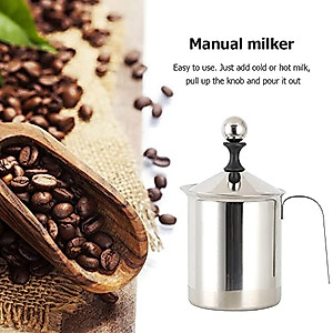Gravy Boat 400/ML Stainless Steel Manual Milk Frother Milk Foam Frothing Coffee Pitcher Mesh Coffee Foamer Creamer Sauce Jug