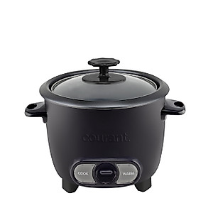 Courant Rice Cooker 8-Cup (Cooked), Removable Non-Stick Bowl, One Touch Rice Cooker, Black