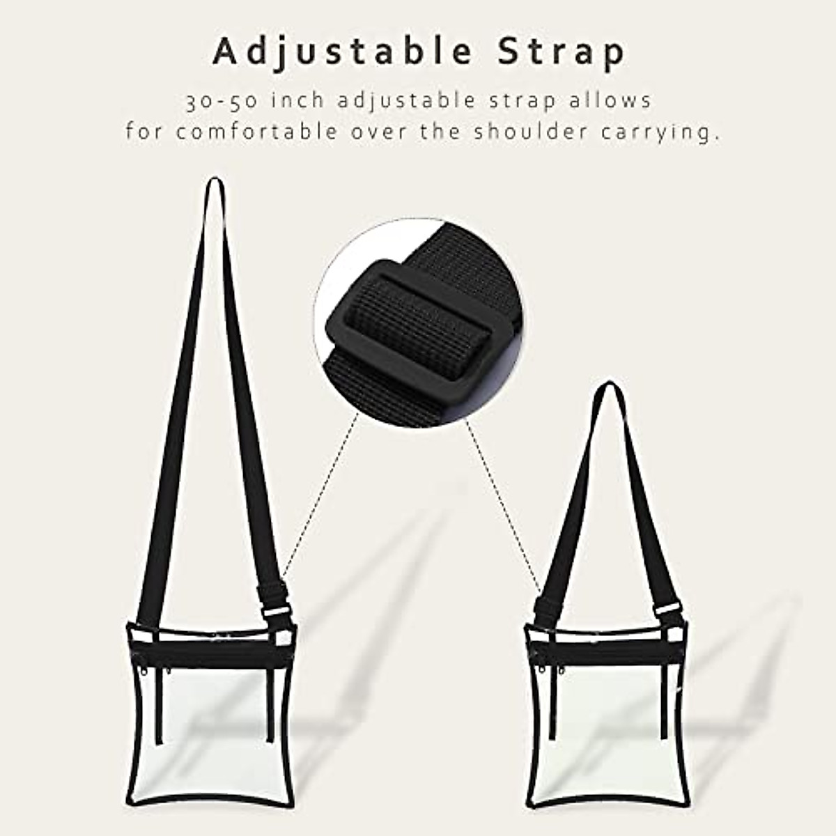 BAGAIL Clear Bag Stadium Approved Cross-Body Shoulder Messenger Bag Clear Purse with Adjustable Strap