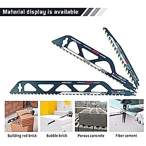 9-Inch Reciprocating Saw Blade-Demolition Masonry Wood Cutting Sawzall Pruning Blades Hard Alloy Saw Blades for Cutting Brick, Porous Concrete (225mm/9")