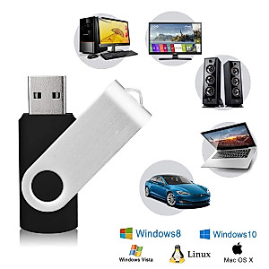 KEXIN 100 Pack 8 GB Flash Drive Bulk USB Flash Drive Thumb Drive Bundle USB Flash Drives Swivel Design Memory Stick USB 2.0 Black
