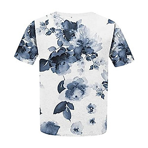 Womens Plus Summer Tops Plus Size Tops for Women Plus Size Tops for Women Summer Short Sleeve Tunics Peals Shirts Floral 01-White 4X-Large