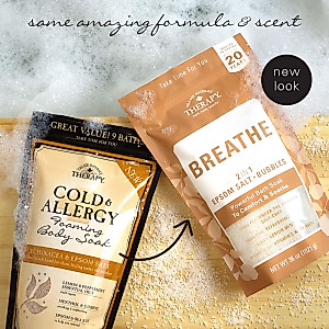 Village Naturals Breathe Foaming Body Soak, Epsom Salt, Essential Oils, Soothing Bubbles, Sea Salt 36 oz, Pack of 2