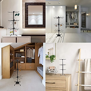 Jewelry Spinner Display Stand,Heavy Duty Metal Countertop Medium Adjustable 3 Tier Hanging Jewelry Rotating Organizer Rack Tower for Necklace Bracelet Earring Ring Holder,Hooks,Craft Shows,White