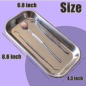 2 Pack Large and 3 Pack Small Trays Professional Medical Surgical Stainless Steel Tray Non Toxic Heavy Duty Thickening Pan for Kitchen Baking, Lab Instrument, Dental, Medical Surgical Instrument, Pet