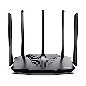 Tenda WiFi 6 AX3000 Smart WiFi Router, Dual Band Gigabit Wireless Internet Router, Gigabit Router, AX Router for 5 * 6dBi high-gain Antennas, OFDMA+MU-MIMO+WPA3, EasyMesh&WiFi+,RX12Pro(Black)