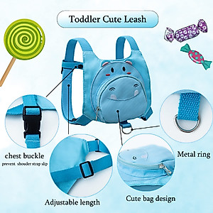 Toddlers Cute Animal Safety Harness with Leashes Kids Anti Lost Wrist Leash Link Wristlets,Hippo