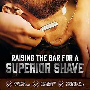 The Cambridge Cutthroat® Cut Throat Razor Kit with Blades & Travel Pouch - Missanda Hardwood & Stainless Steel Professional Barber Shaver Men - Straight Edge Moustache & Beard Shaper