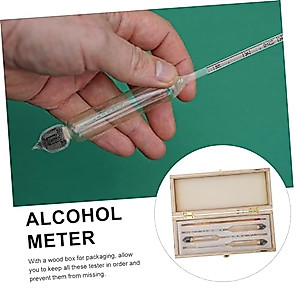 4 Pieces Meter Vinometer Meter for Liquors Liquid Meter Licorometer Hydrometer Hydrometer Spirit Wooden Box Glass