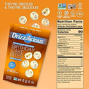 Drizzilicious Mini Rice Cakes Birthday Cake - Rice Crisps, Healthy Snack for Adults and Kids, Flavored Rice Cakes, Vegan, Gluten Free, Allergen Free, Only 90 Calories Per Serving - 4 oz (Pack of 2)