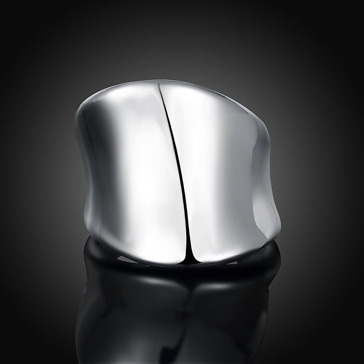 Cutesmile Fashion Jewelry 925 Sterling Silver Cool Plain 22MM Wide Front Design Band Ring (6)