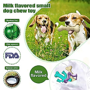 Medlladle 3 pcs Puppy Chew Toys for Teething, Indestructible Tough Durable Dog Toys for Small Breed, Pet Toy with Natural Rubber Bamboo Fiber