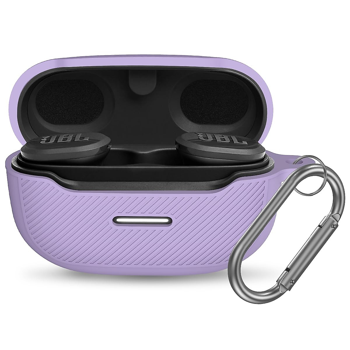 YIPINJIA for JBL Endurance Race Case Cover, Silicone Protective Portable Scratch Shock Resistant Cover Compatible with JBL Endurance Race Earbuds Charging Case with Carabiner(Purple)