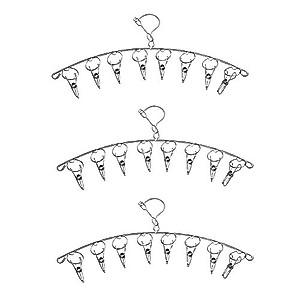 Magik Stainless Steel Laundry Drying Rack Clothes Socks Hanger w/ 10 Clips(3 Pack)