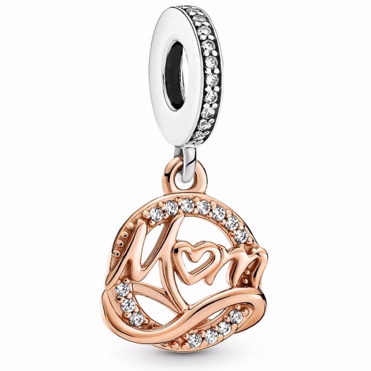 Pandora Thank You Mom Heart Charm Bracelet Charm Moments Bracelets - Stunning Women's Jewelry - Gift for Women - Made Rose, Sterling Silver & Cubic Zirconia, No Gift Box