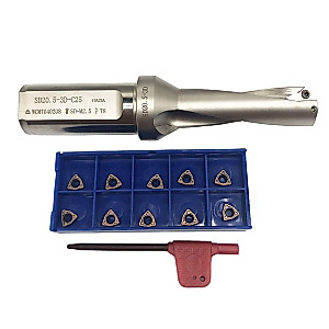 GBJ WC- Φ20.5-3D-C25 +10pcs WCMX040208FN Indexable U Drill Inserts Holder Fast Water Jet Drill Violent Drill WPD Series (WPD-Φ20.5-3D-C25+WCMX040208)