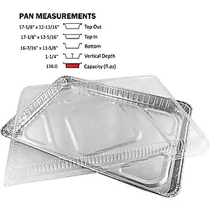 1/2 Size Sheet Cake Aluminum Foil Pan w/Clear Low Dome Lid (Pack of 10 Sets) 17.1 L x 12.3 W x 1.25 D