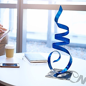 Statements2000 Modern Metal Centerpiece, Abstract Garden Decor, Contemporary Table Top Accent Sculpture - Blue Sea Breeze Accent by Jon Allen - 18"