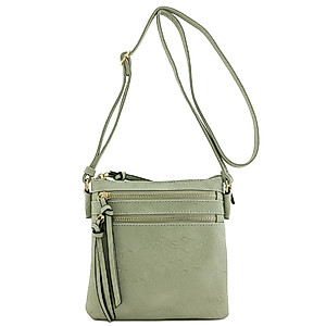 Functional Multi Zip Pocket Crossbody Bag (Grey)