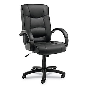Alera ALESR41LS10B 17.91 in. - 21.85 in. Strada Series High-Back Swivel/Tilt Top-Grain Leather Chair, Supports Up to 275 lbs. - Black