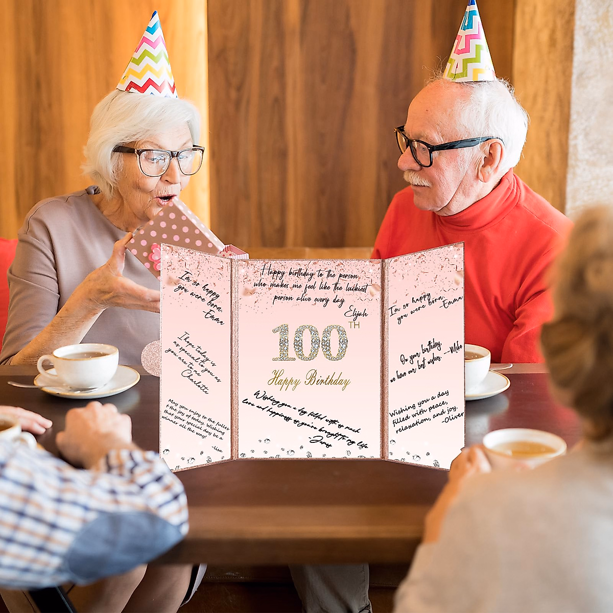 Crenics Rose Gold 100th Birthday Decorations, Creative 100th Birthday Guest Sign in Book Alternative, 100th Birthday Signature Book 12" x 18", Great 100 Years Old Birthday Gifts for Women