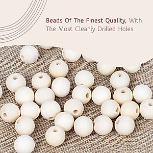 MaZeeb 500 Wooden Beads For Crafts with Jute Twine - 6 Sizes 8mm to 20mm, Assorted Small to Large Wooden Beads Bulk - Contains Large Wood Beads For Crafts, Garland, DIY - Unfinished Wooden Craft Beads
