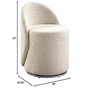 OSP Home Furnishings Lystra Swivel Barrel Vanity Chair with Textured Boucle Fabric, Cream