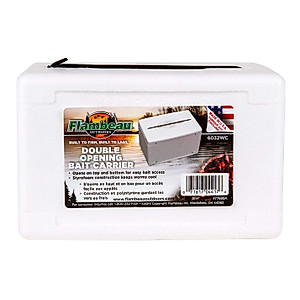 Flambeau Outdoors 6032WC Double Opening Foam Fishing Cooler, Styrofoam Live Bait Carrier with Bungee, White