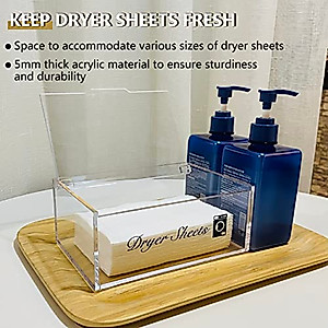 SECOPIN Dryer Sheet Holder, Acrylic Dryer Sheet Dispenser, Laundry Dryer Sheets Storage Container, Laundry Room Clear Organization Box