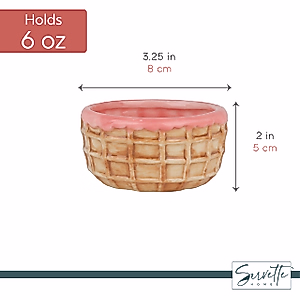 Pink Ice Cream Sundae Dessert Bowl 6oz - Set of 2