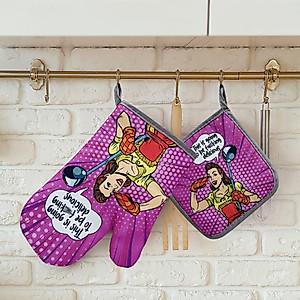 This is Going to be Fxxxing Delicious,Oven Mitts and Pot Holders Sets of 2，Funny Oven Mitt，Silicone Non-Slip Oven Mitts, for Mom,Perfect for Kitchen,Cooking,Baking,Grilling