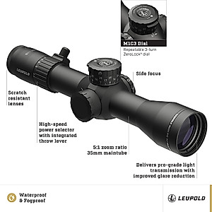 Leupold Mark 5HD 3.6-18x44mm M1C3 FFP Side Focus Riflescope, PR1-MOA Reticle