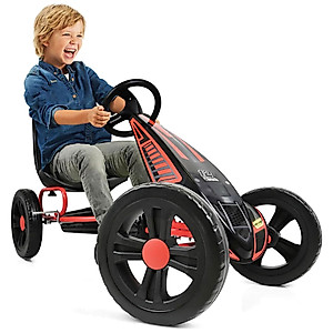 Hauck Hurricane Racing Go Kart w/ Low Profile Rubber Tires & Handbrake for Rear Wheels - Ride On Toy designed for Kids Ages 4-10 years