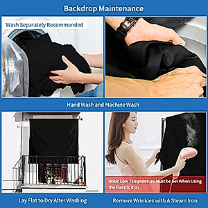 Hemmotop 5 x 6.5 ft Black Backdrop Background for Photography,100% Pure Muslin Collapsible Backdrop Background Screen for Photo Video Studio