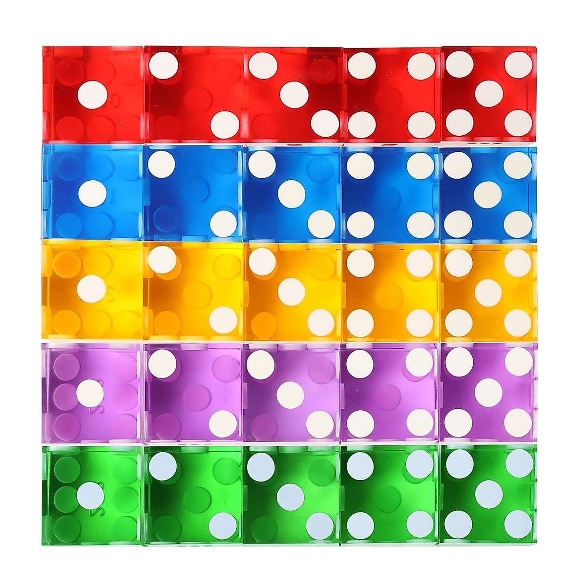 GSE Games & Sports Expert AAA Grade 19mm Pro Vegas Casino Style Craps Dice Set of 25 with Razor Sharp Edges & Matching Serialized Numbers for RPG, Dice Stacking, Yahtzee Dice Games - Multicolor