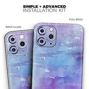 Design Skinz Blotted Purple 896 Absorbed Watercolor Texture - DesignSkinz Protective Vinyl Decal Wrap Skin Cover Compatible with The Apple iPhone X (Full-Body, Screen Trim &amp; Back Glass Skin)