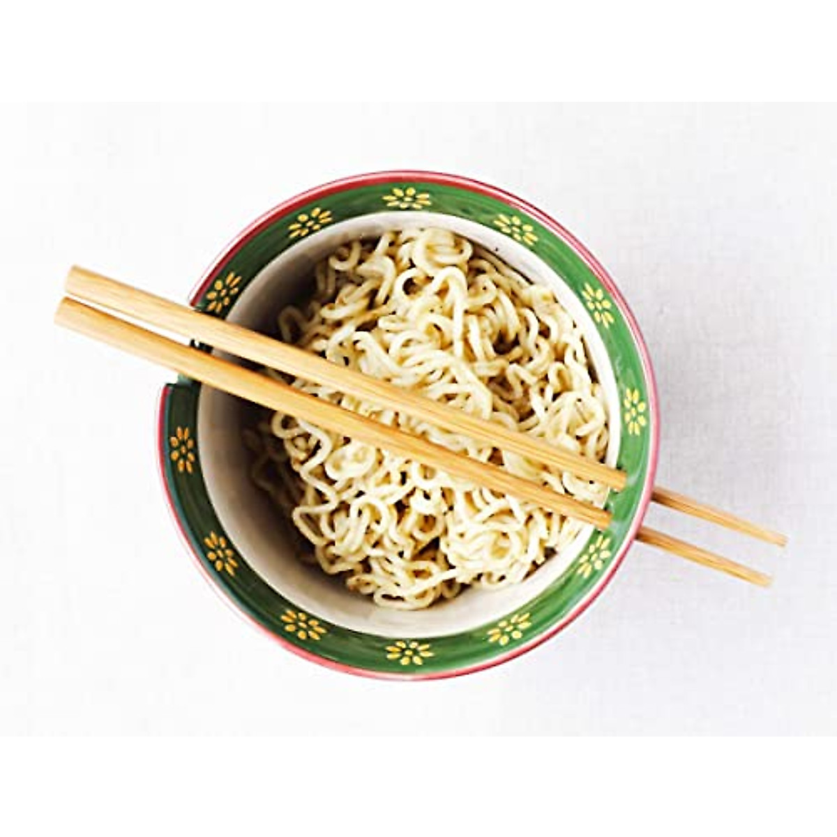 Ebros Gift Colorful Green And Yellow River Koi Fishes With Crystals Ramen Udong Noodles Bowl With Built In Chopsticks Rest and Bamboo Chopstick Set for Kitchen Dining Soup Rice Meal Bowls (1)