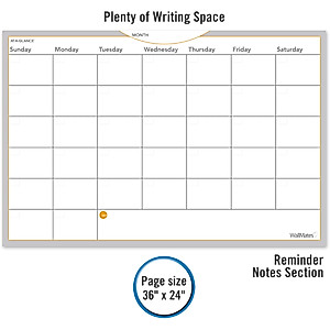 AT-A-GLANCE AW602028 WallMates Self-Adhesive Dry Erase Monthly Planning Surface, 36 x 24 , Gray/White/Orange