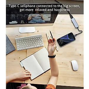 USB C to HDMI Multiport Adapter，USB-C Multi-Port Hub with 4K HDMI Output, 1 USB 3.0, 1 USB 2.0, Type C Power Delivery Port，Compatible with MacBook Ipad HP Dell XPS and More Type C Device