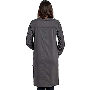 Cherokee Professional Lab Coat for Men and Women with Snap Front Closure WW350AB, XL, Pewter